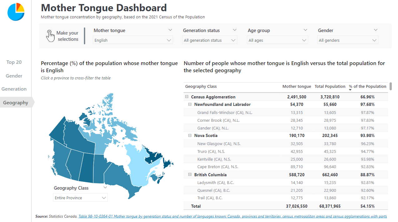 Mother Tongue Dashboard – Go Analytics